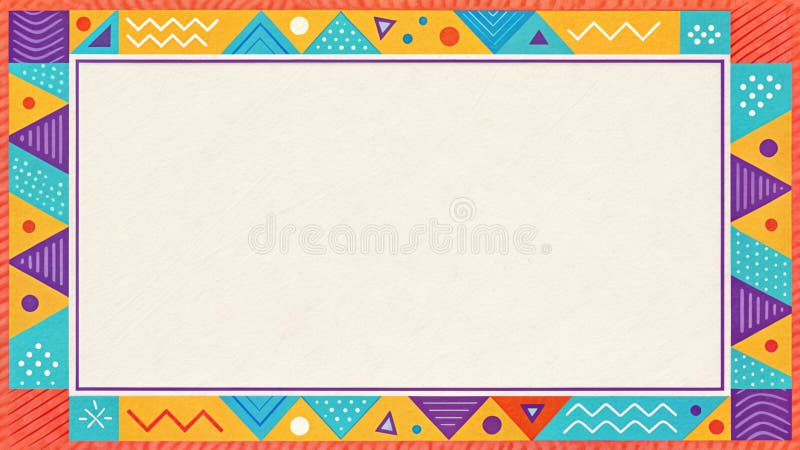 Memphis Pattern Border with Paper Texture and Soft Serenity Palette ...