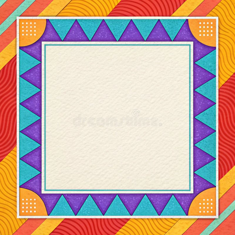 Memphis Pattern Border with Paper Texture and Soft Serenity Palette ...