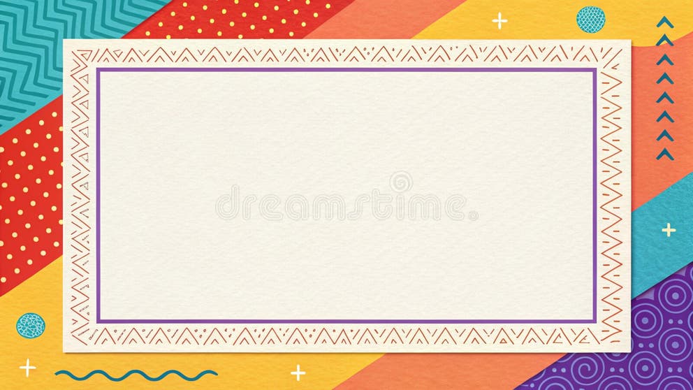 Memphis Pattern Border with Paper Texture and Soft Serenity Palette ...