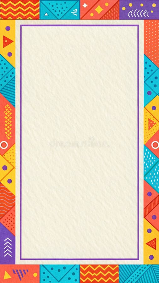 Memphis Pattern Border with Paper Texture and Soft Serenity Palette ...