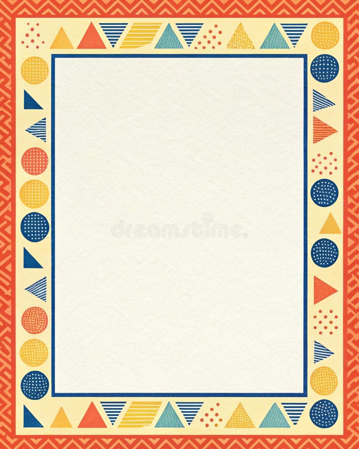 Memphis Pattern Border with Paper Texture and Vibrant Harmony Palette ...