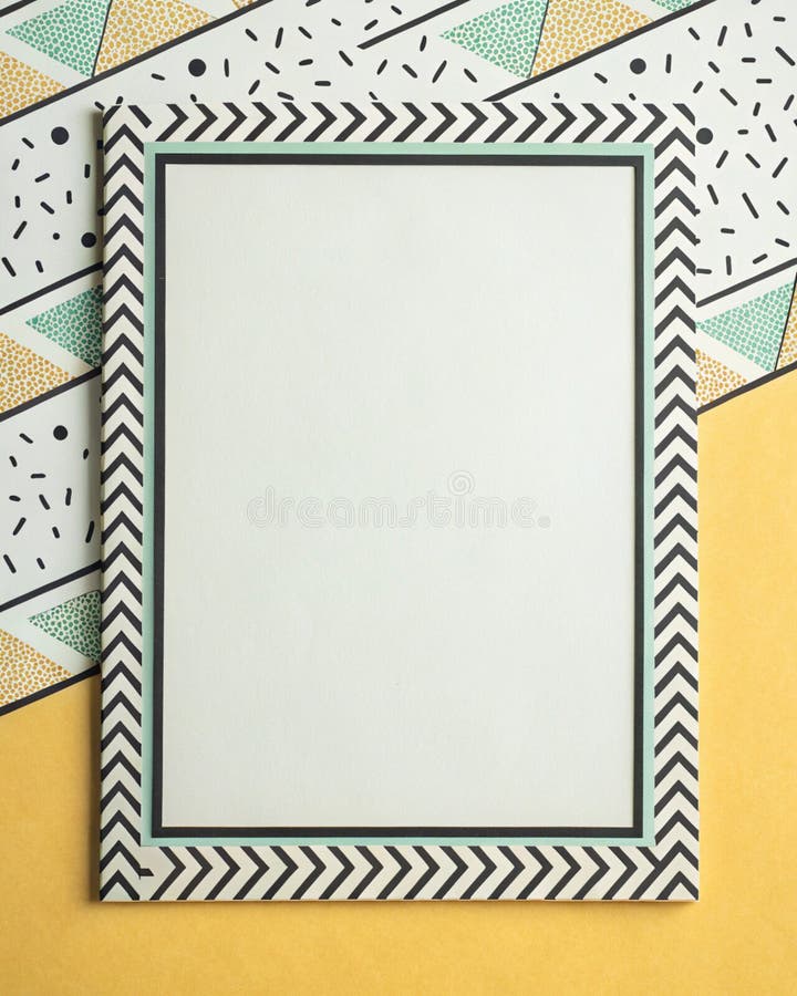 Memphis Pattern Border with Paper Texture and Modern Chic Palette Stock ...