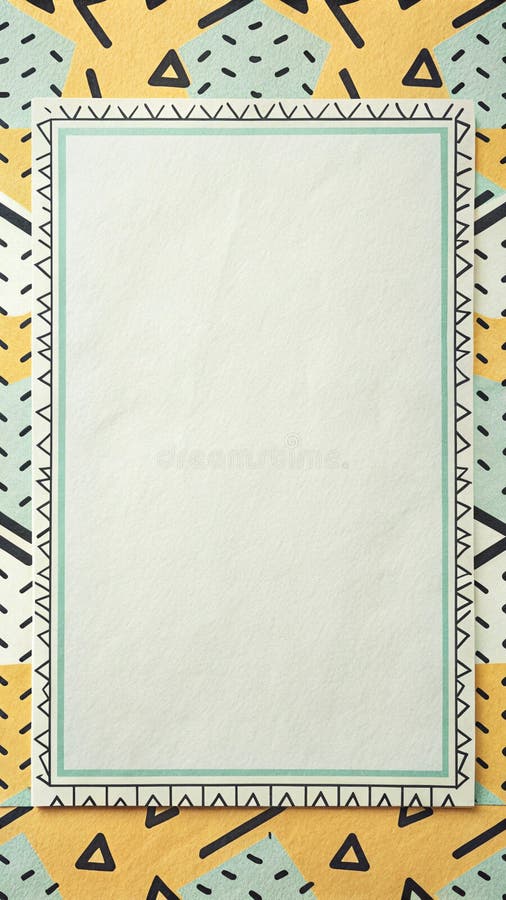 Memphis Pattern Border with Paper Texture and Modern Chic Palette Stock ...