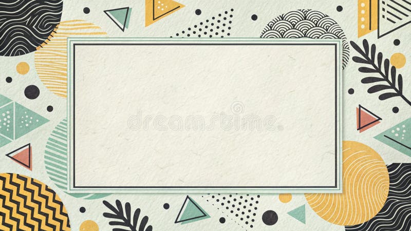 Memphis Pattern Border with Paper Texture and Modern Chic Palette Stock ...