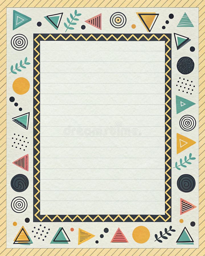 Memphis Pattern Border with Paper Texture and Modern Chic Palette Stock ...