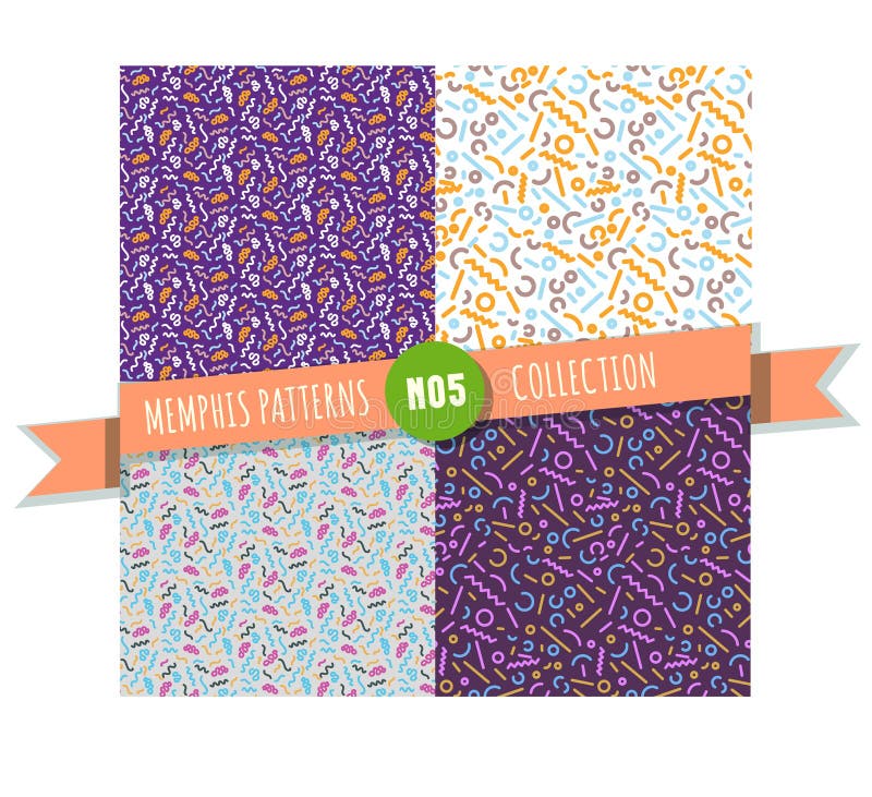 Memphis Seamless Pattern Collection Stock Vector - Illustration of ...