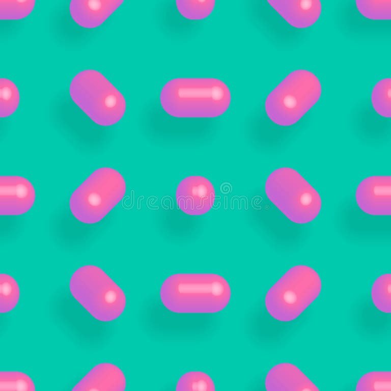 Memphis 80s Geometric 3d Pattern with Pills Vector Illustration. Stock ...