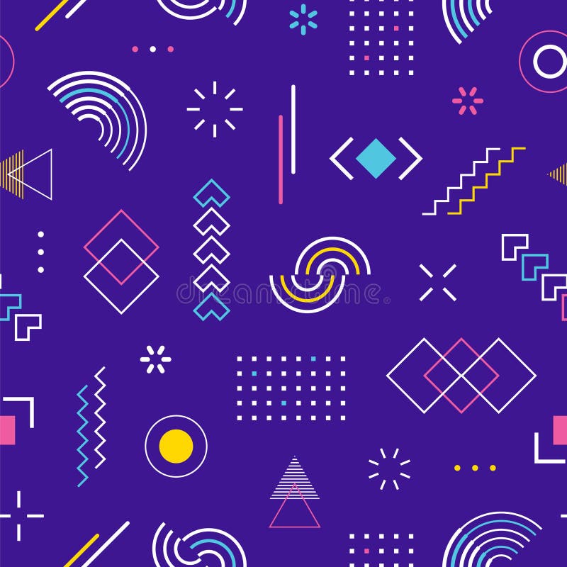 Vector Memphis Pattern with Colorful Geometrics Figures : a Square, a ...