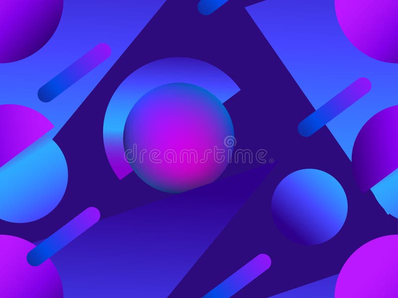 Memphis Seamless Pattern. Asymmetrical Geometric Objects Gradient in ...