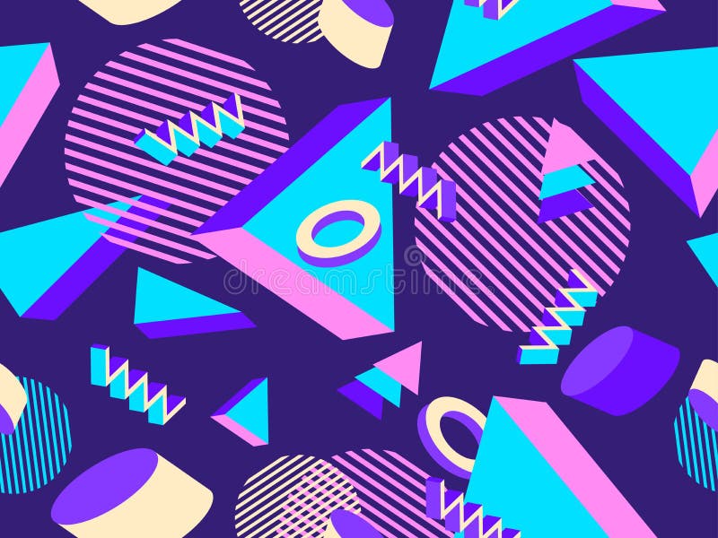 Memphis Seamless Pattern. Geometric Elements Memphis in the Style of 80 ...