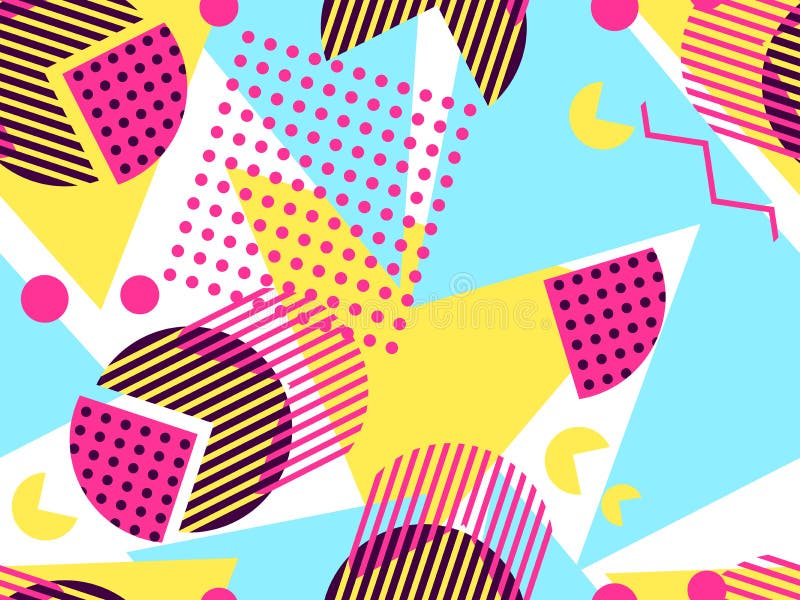 Memphis Seamless Pattern. Holographic Geometric Shapes, Gradients ...