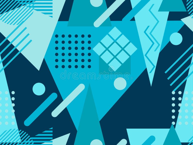 Memphis Seamless Pattern. Geometric Elements Memphis in the Style of ...