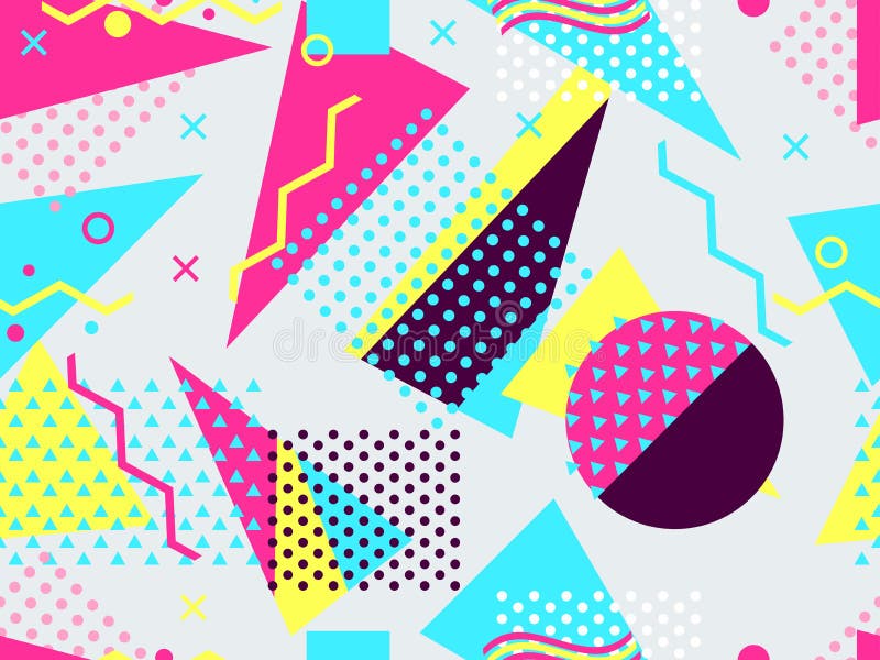 Memphis Seamless Pattern. Geometric Elements Memphis in the Style of 80 ...