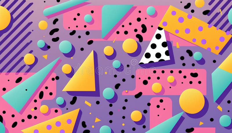 Memphis Seamless Pattern. Geometric Elements Memphis in the Style of ...