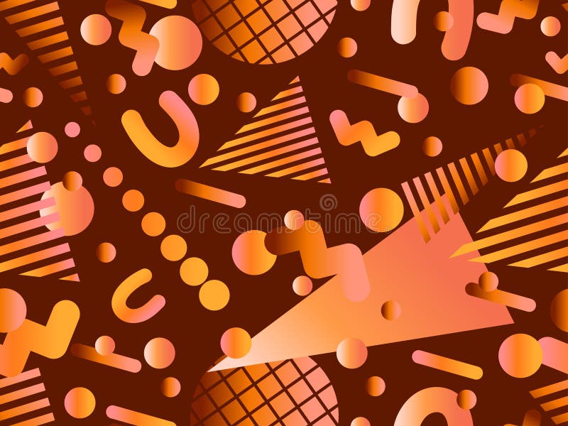 Memphis Seamless Pattern. Holographic Geometric Shapes, Gradients ...