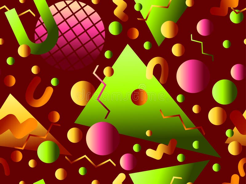 Memphis Seamless Pattern. Holographic Geometric Shapes, Gradients ...