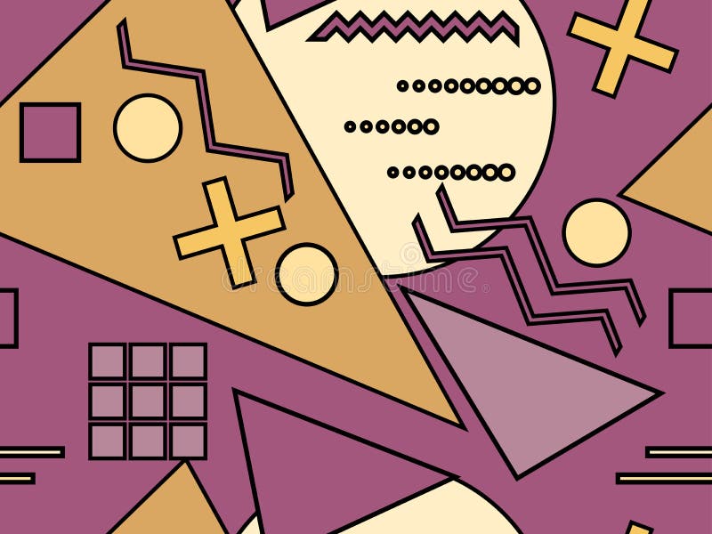 Memphis Seamless Pattern with Geometric Shapes in the Style of 80s ...