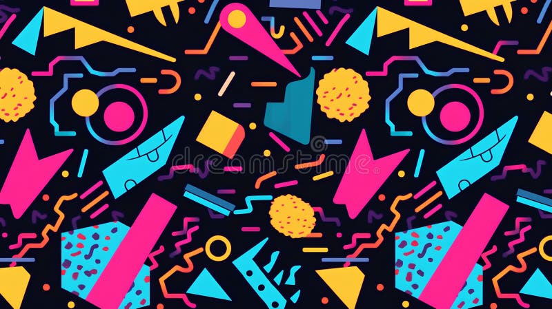 Memphis Seamless Pattern in Retro Style. Geometric Elements Memphis in ...