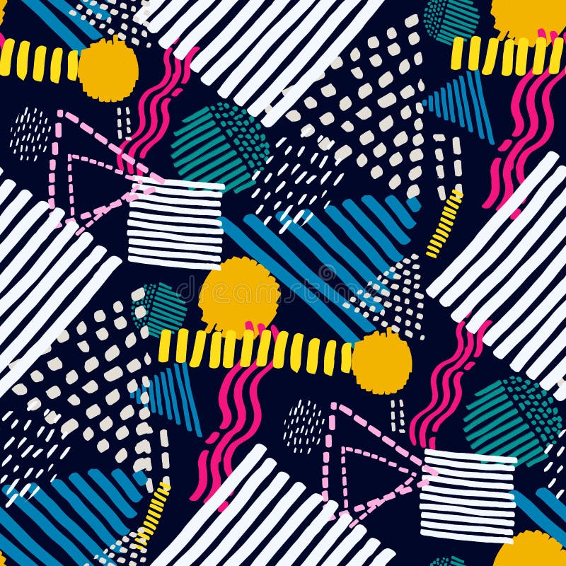 Memphis Seamless Pattern in Retro Style. Stock Vector - Illustration of ... Memphis Seamless Pattern in Retro Style. Stock Vector - Illustration of ...