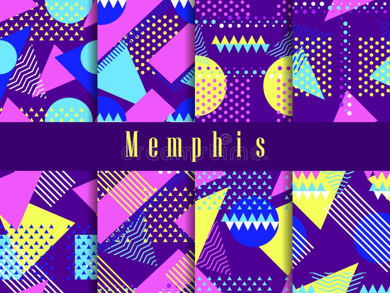 Memphis Seamless Pattern Set. Geometric Elements Memphis in the Style ...