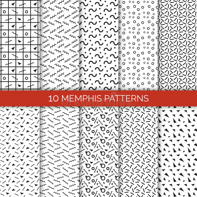 10 Memphis Patterns Set on Vector Illustration Stock Vector ...