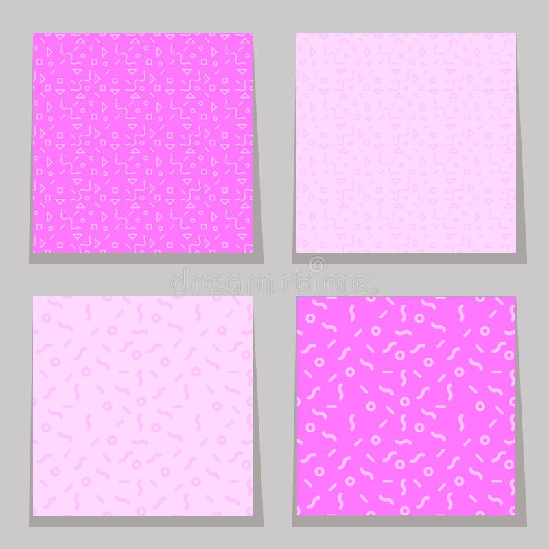 Memphis Seamless Patters Set in Pink Colors. Stock Illustration ...