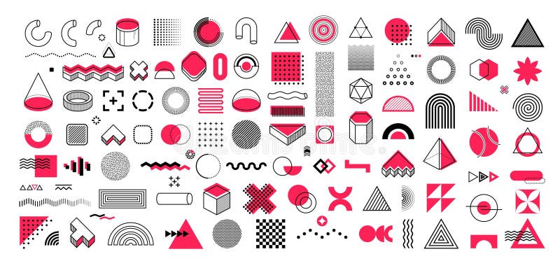 Memphis Shapes with Abstract Line Graphic Pattern Stock Vector ...