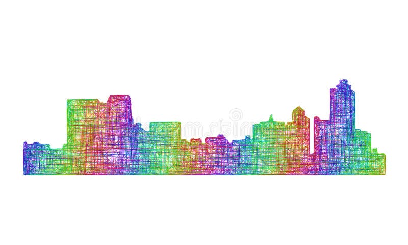 Memphis Skyline Silhouette - Multicolor Line Art Stock Vector ...