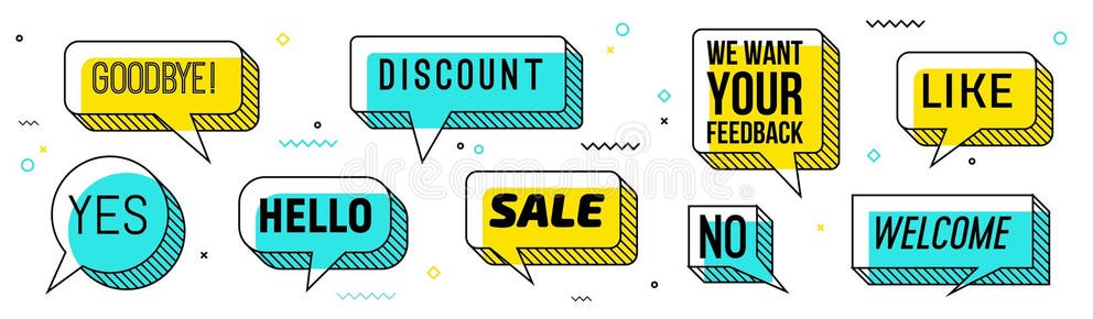 Memphis Speech Bubbles, Funky Comic Talk Cloud Stock Vector ...