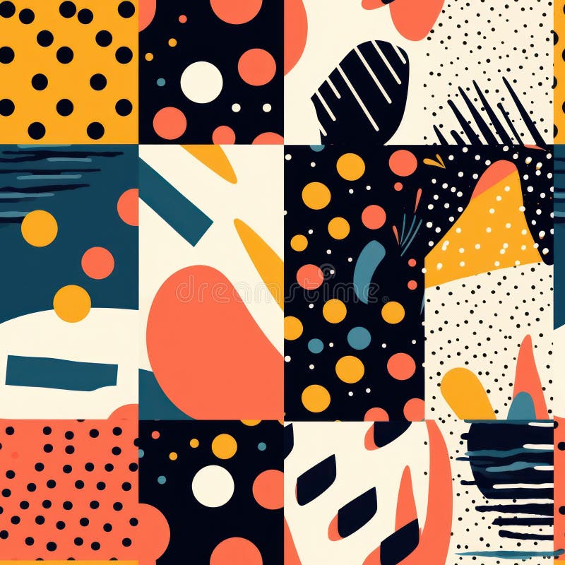 Memphis Style Colorful Tile Background Seamless Pattern . Stock ...