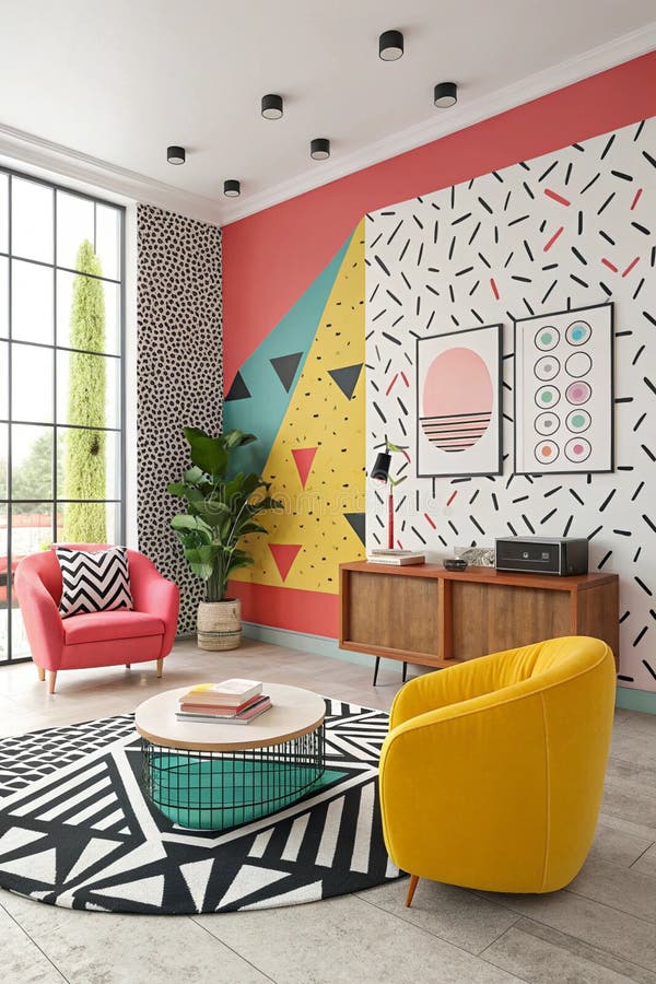 Memphis Style Conceptual Interior Design Stock Photo - Image of ...