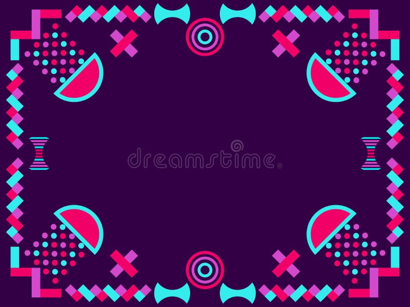 Memphis Style Frame. Geometric Objects of the 80s. Design a Template ...