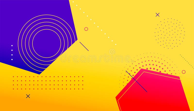 Memphis Style Geometric Pattern Banner with Hexagonal Shapes Design ...