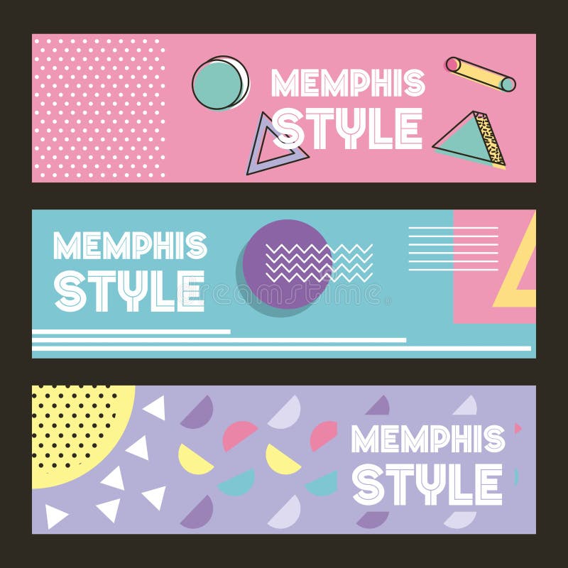 Memphis Style Pattern Banner Horizontal Geometric Color Pastel Image ...