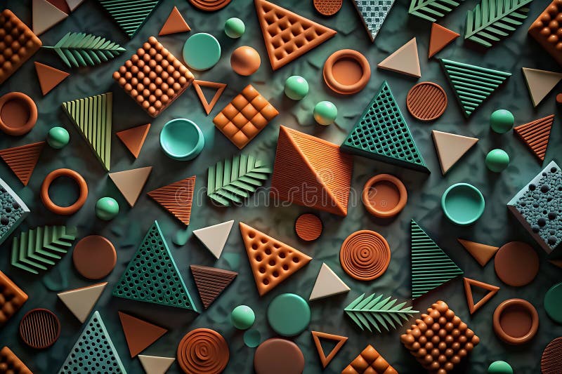 Memphis Style Pattern with Geometric Shapes Stock Illustration ...