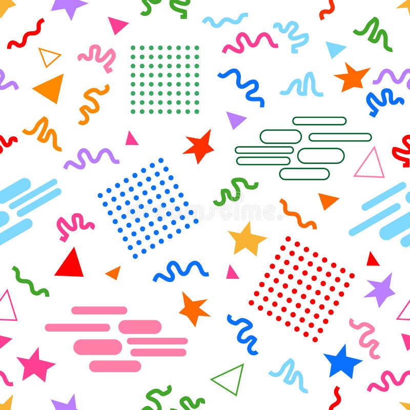 Memphis Style Seamless Pattern. Stock Illustration - Illustration of ...