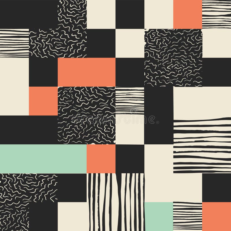 Memphis Style Seamless Pattern. Geometric Elements in the Retro Style ...