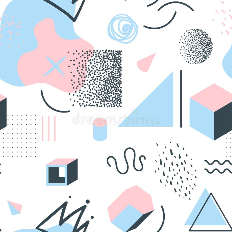 Memphis Style Seamless Pattern Stock Vector - Illustration of circle ...