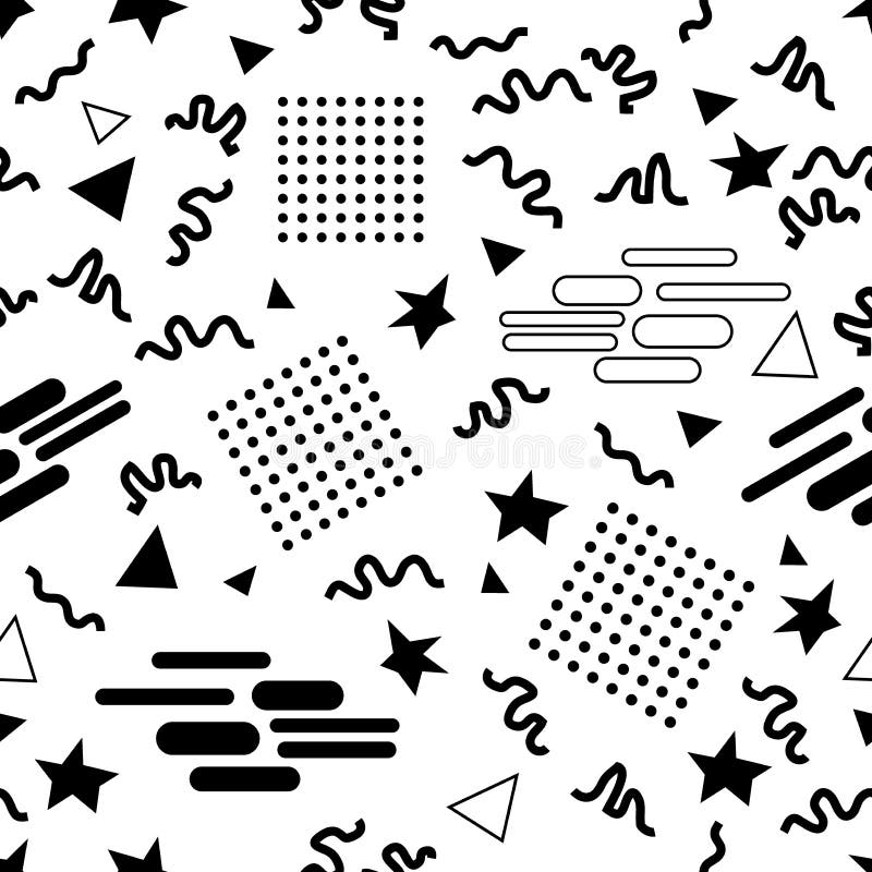 Memphis Style Seamless Vector Pattern. Stock Vector - Illustration of ...