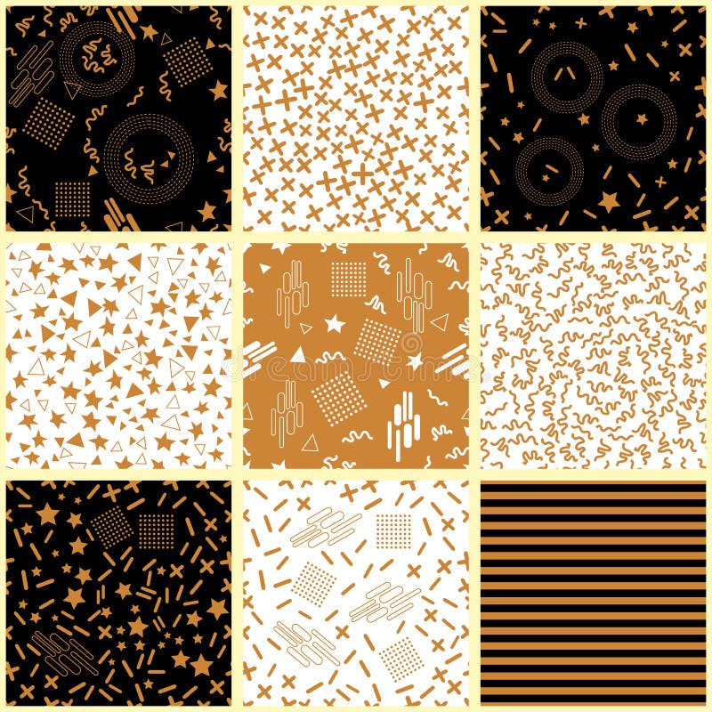 Memphis Style Seamless Vector Pattern. Stock Vector - Illustration of ...