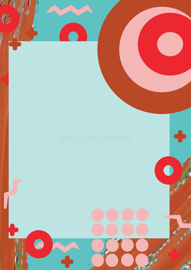 Memphis Style Template with Geometric Pattern in Pink, Brown and Mint ...