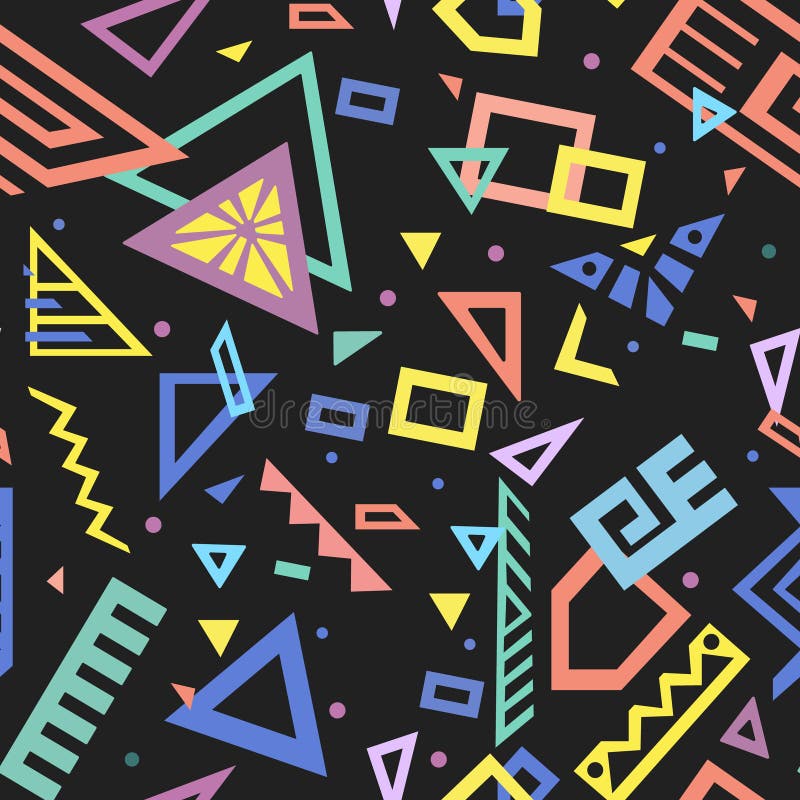 Memphis Style Vector Seamless Pattern Stock Vector - Illustration of ...
