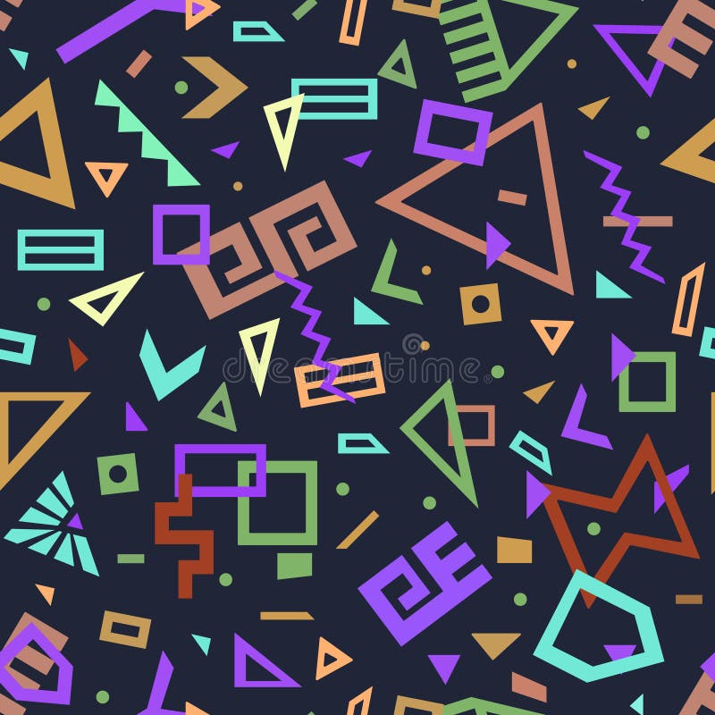 Memphis Style Vector Seamless Pattern Stock Vector - Illustration of ...