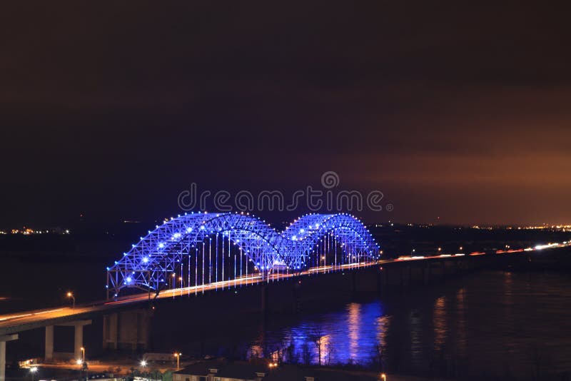Memphis, Tennessee Bridge at Night Stock Image - Image of tennessee ...