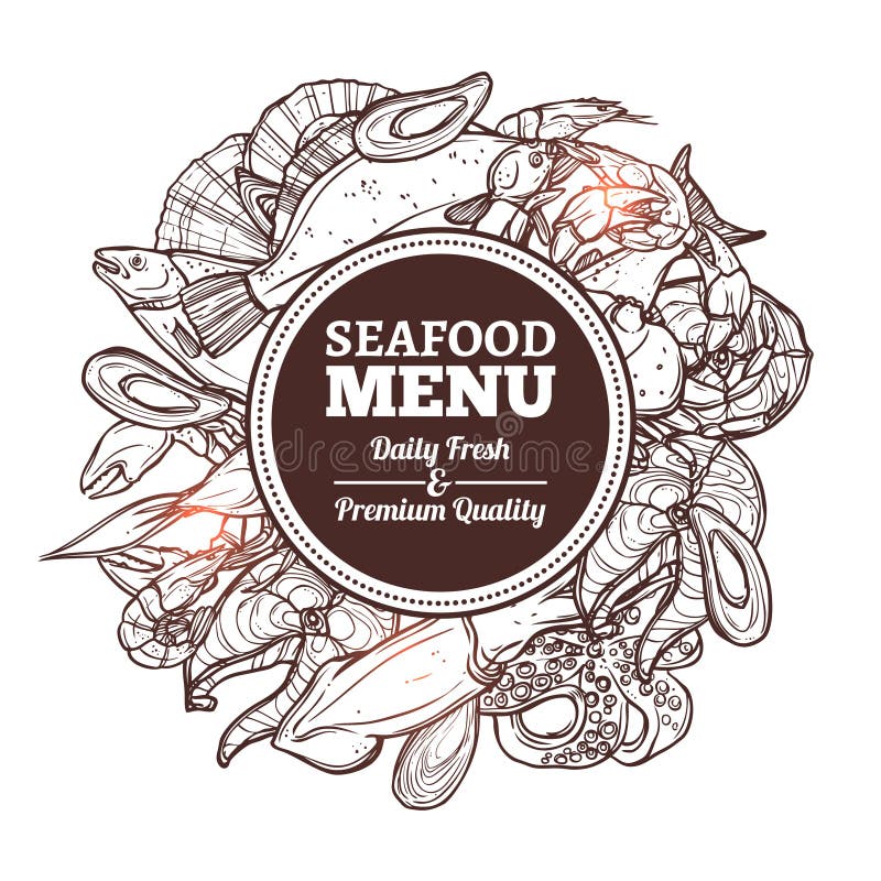 Menú Del Fondo De Los Mariscos Ilustración del Vector - Ilustración de ...