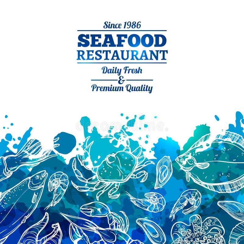 Menú Del Fondo De Los Mariscos Ilustración del Vector - Ilustración de ...
