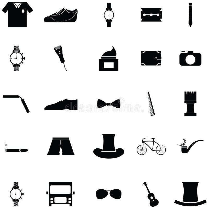 Men accessories icon set stock vector. Illustration of isolated - 120568808