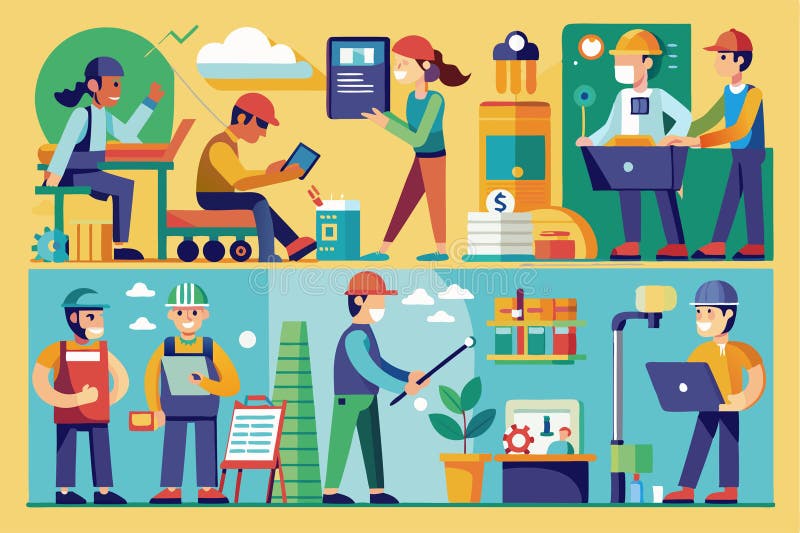 Men are Actively Involved in Various Tasks, Highlighting Collaboration ...