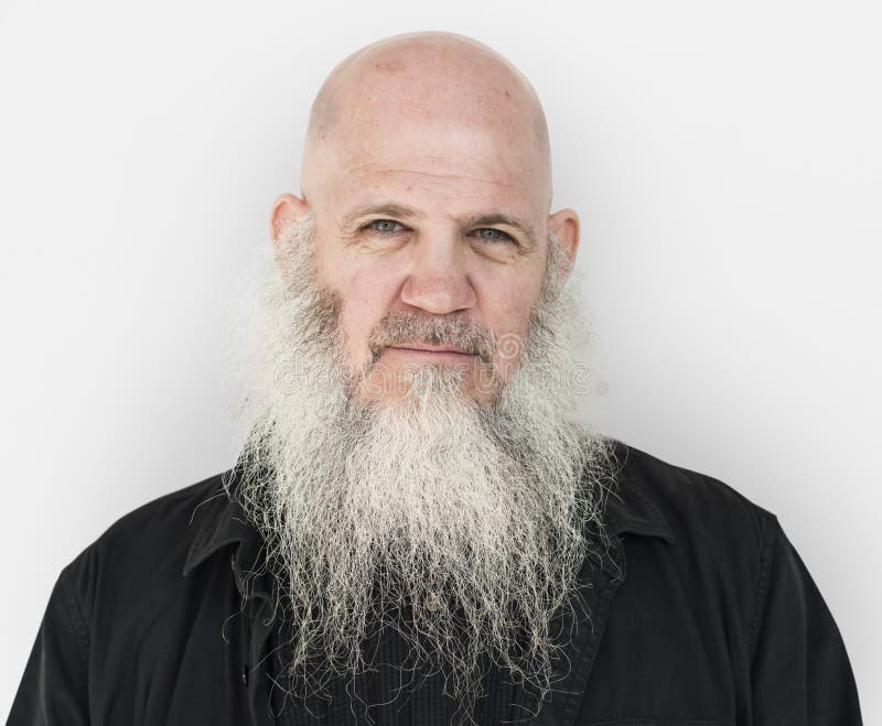Men Adult Long Beard Bald Head Thoughtful Concept Stock Image - Image ...