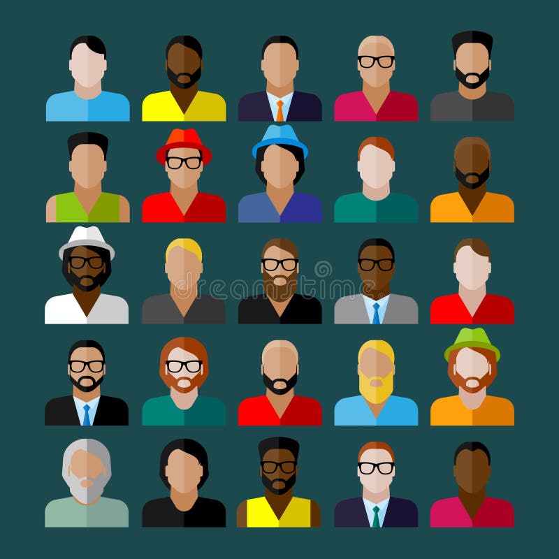 Men Appearance Icons. People Flat Icons Collection Stock Vector ...